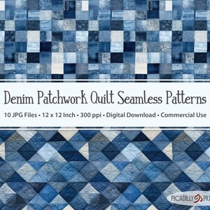 Denim Patchwork Quilt Seamless Patterns for Wallpapers, Textiles ...