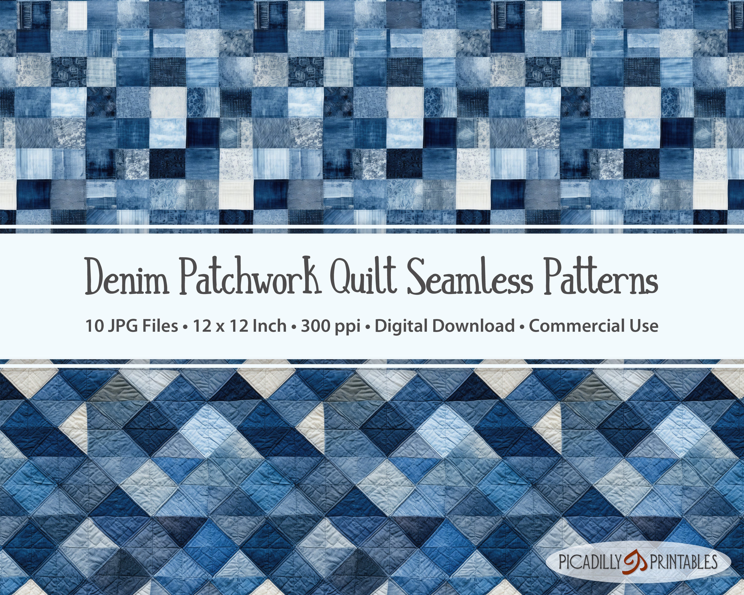 Denim Patchwork Quilt Seamless Patterns for Wallpapers, Textiles ...