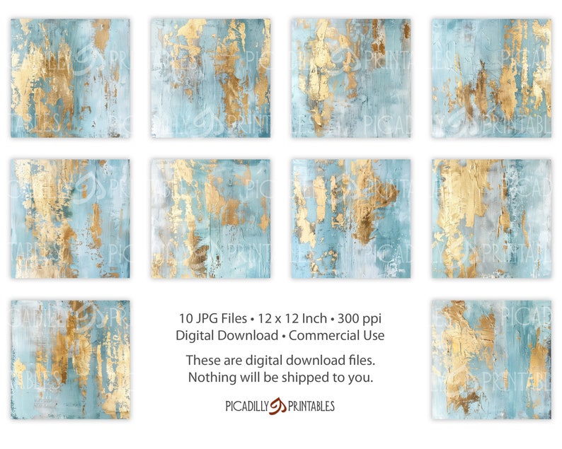 Blue and Gold Backgrounds - 10 JPG Files - 300 PPI - 12x12 ...