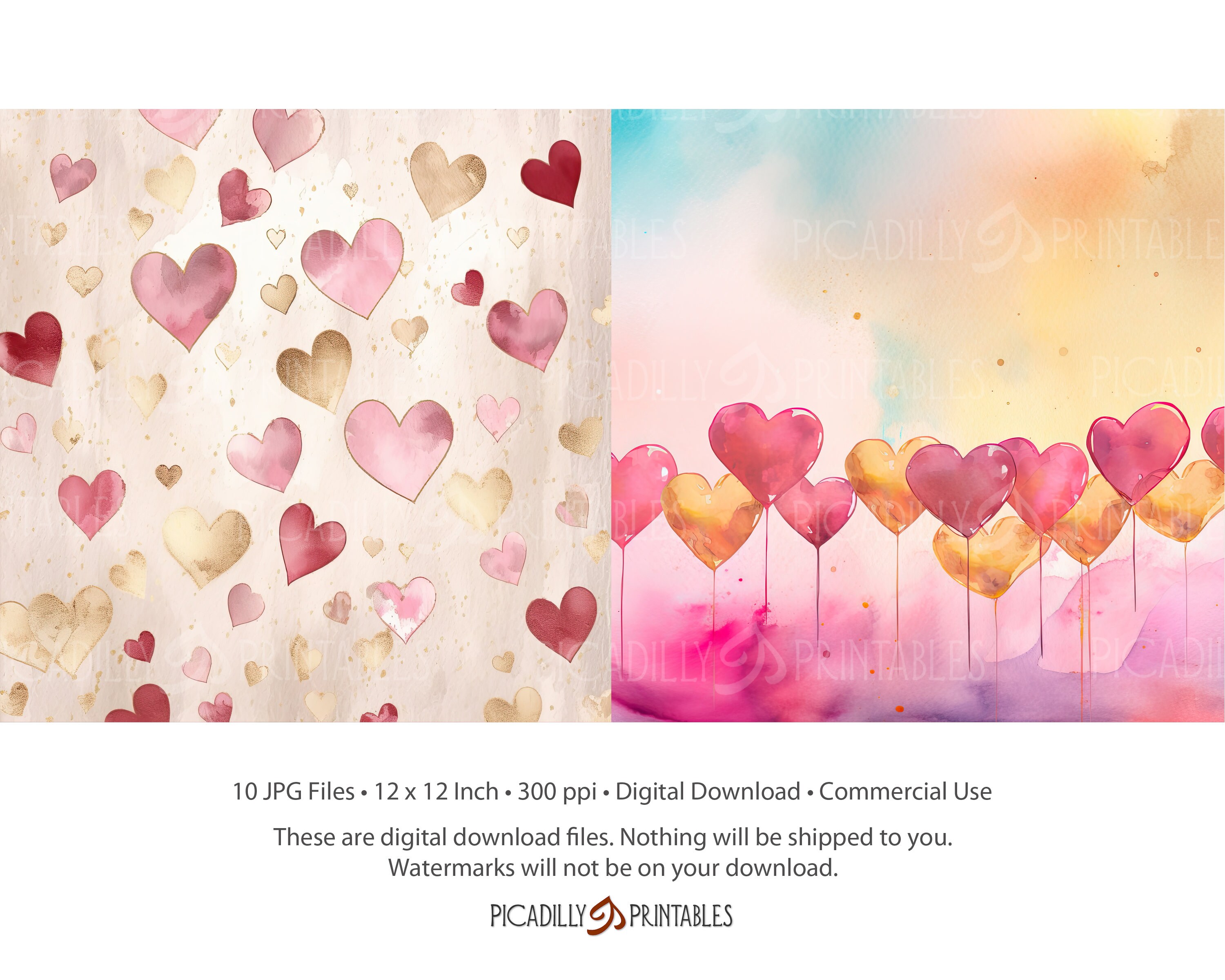 Pink Hearts Digital Papers Pretty Background Images for Scrapbooking ...