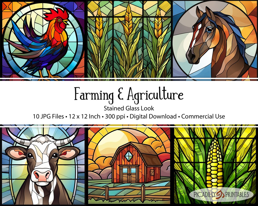Farming & Agriculture Square "stained Glass" JPG Images - for ...