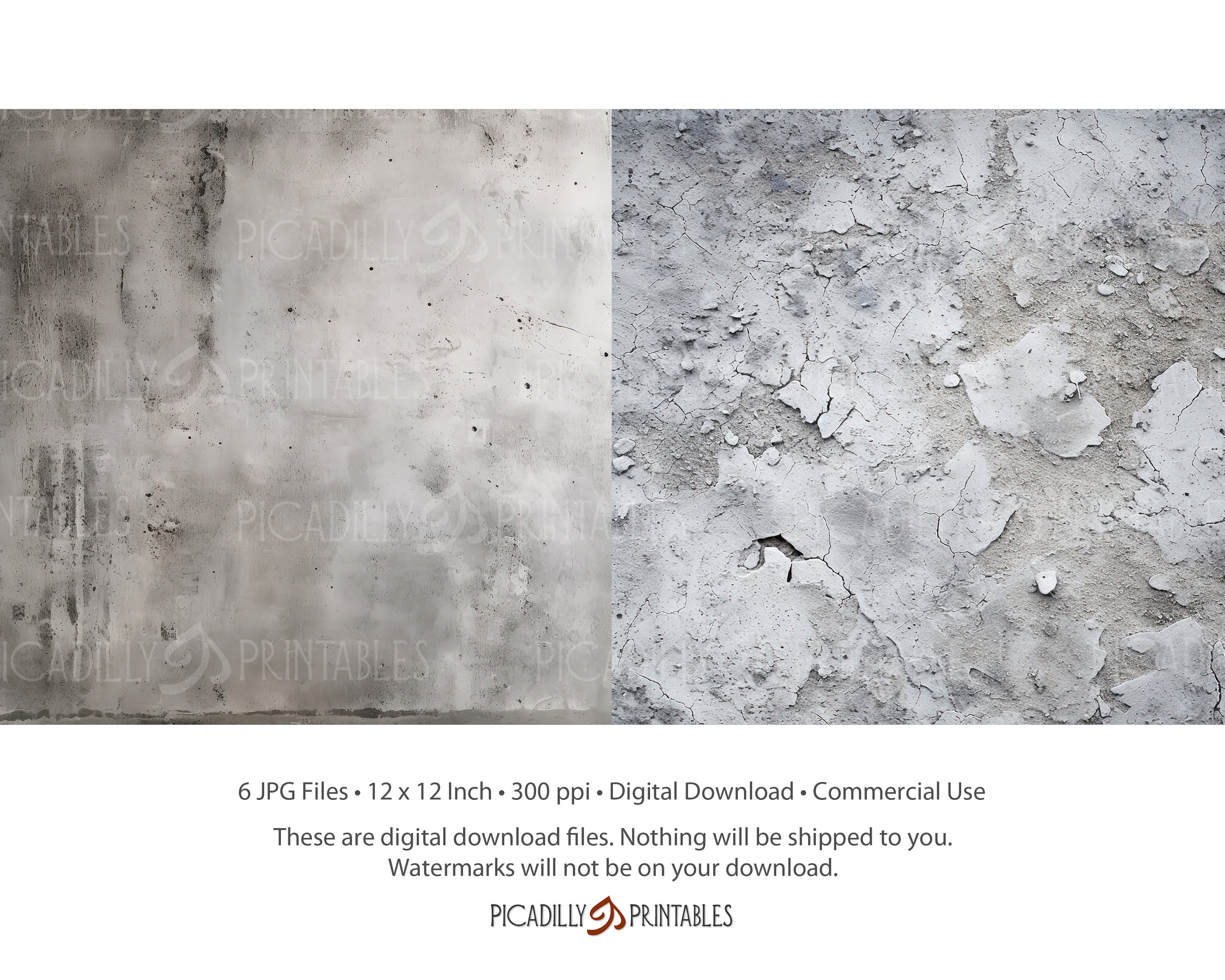 Concrete Surface Textures Digital Papers - 12" X 12" Background Images ...