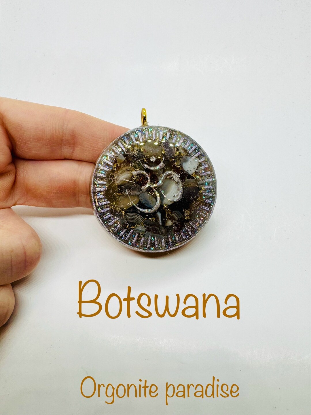 Botswana Agate Om Mandala Symbol With Glossy Diamond Effect Restores Energy to the Aura - Etsy