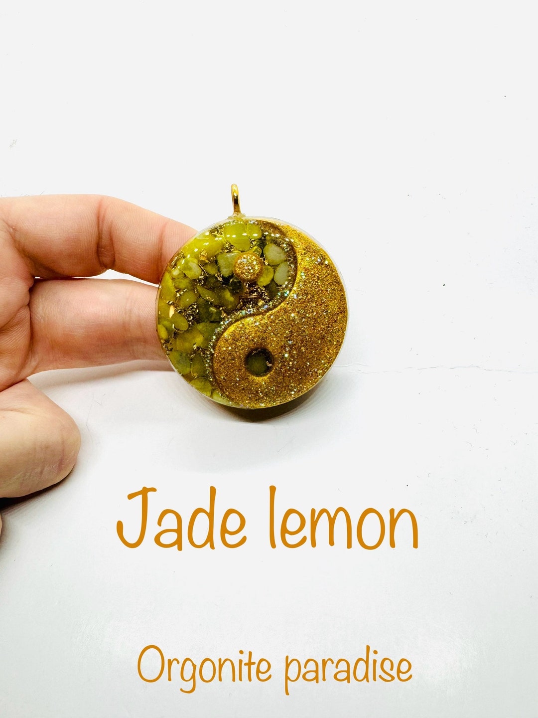 Jade Lemon Lustrous Diamond Effect Ying Yang Symbol Happy Stone That ...