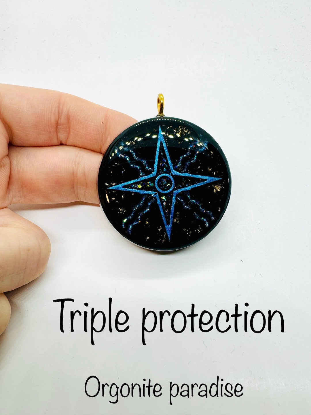 Triple Protection Obsidian, Tourmaline Shungite Shamash Symbol Lustrous ...