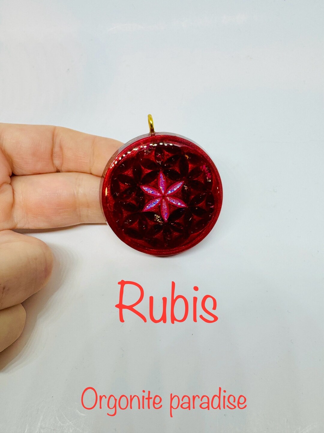 Ruby Symbol Flower of Life Lustrous Diamond Effect Activates an Energy ...