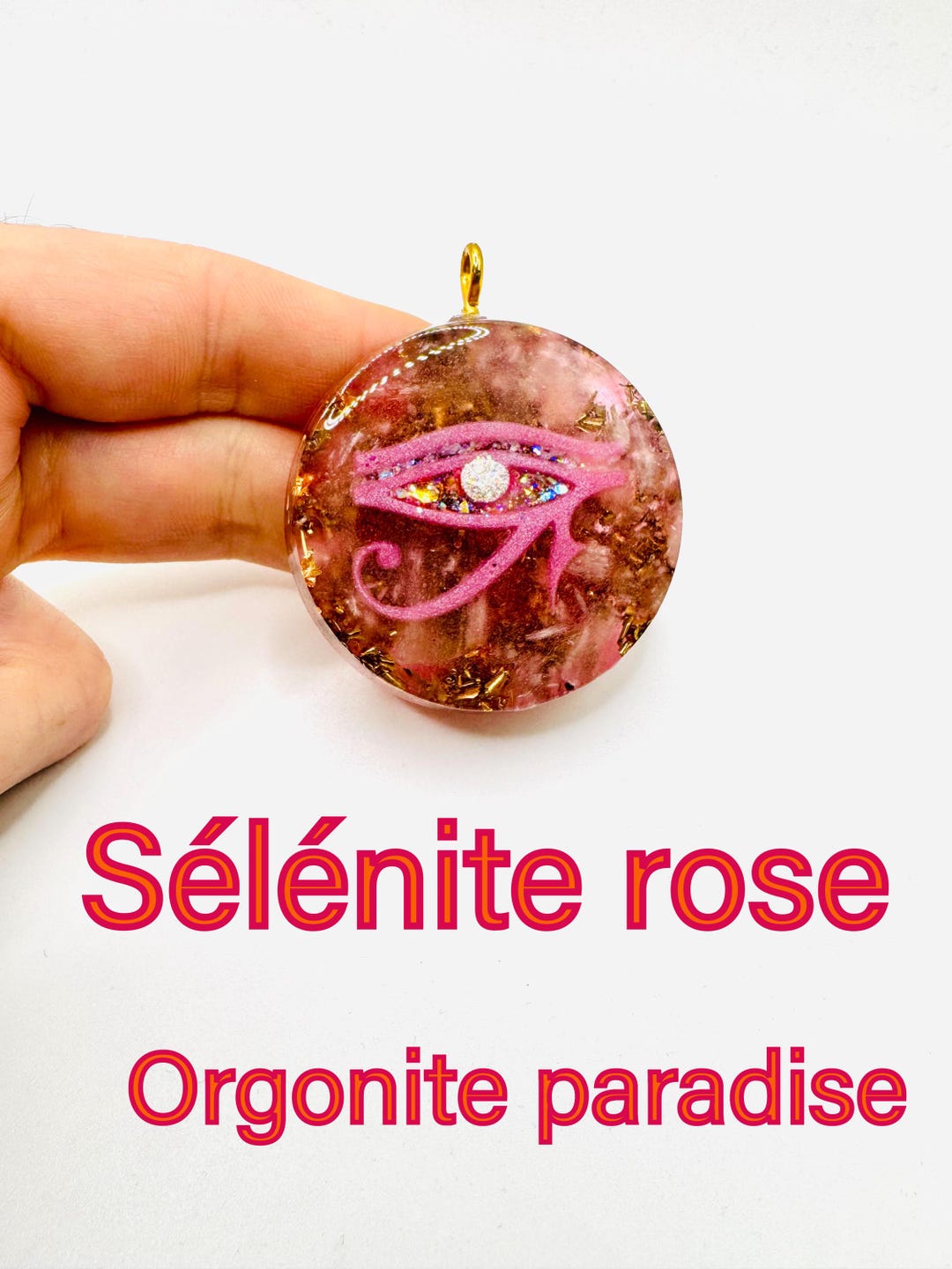 Sélénite rose - pierre spirituel et de sérénité - symbole œil d’Horus ...