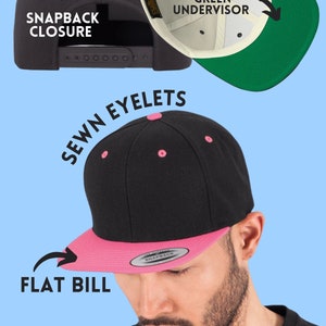 Custom Embroidered Snapback Hat , Two Toned Personalized Structured Cap ...