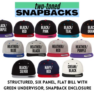 Custom Embroidered Snapback Hat , Two Toned Personalized Structured Cap ...