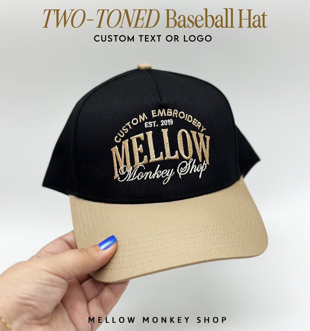 Custom Two Tone Structured Baseball Hat , Personalized Vintage Style ...