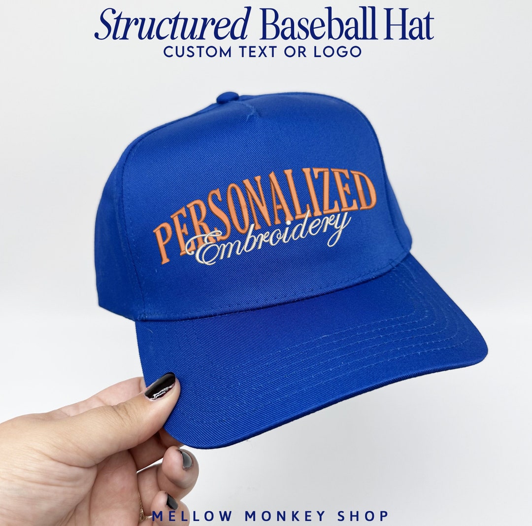 Custom Structured Baseball Hat , Personalized Vintage Style Cap ...