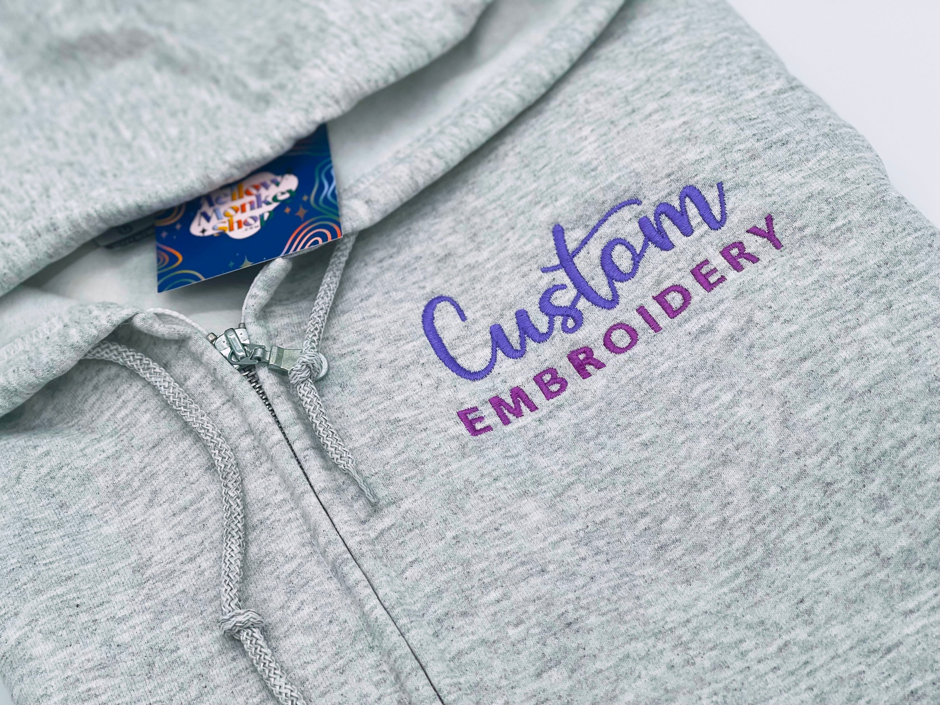 Custom Embroidered Zip up Hoodie Logo Embroidery Zipper - Etsy