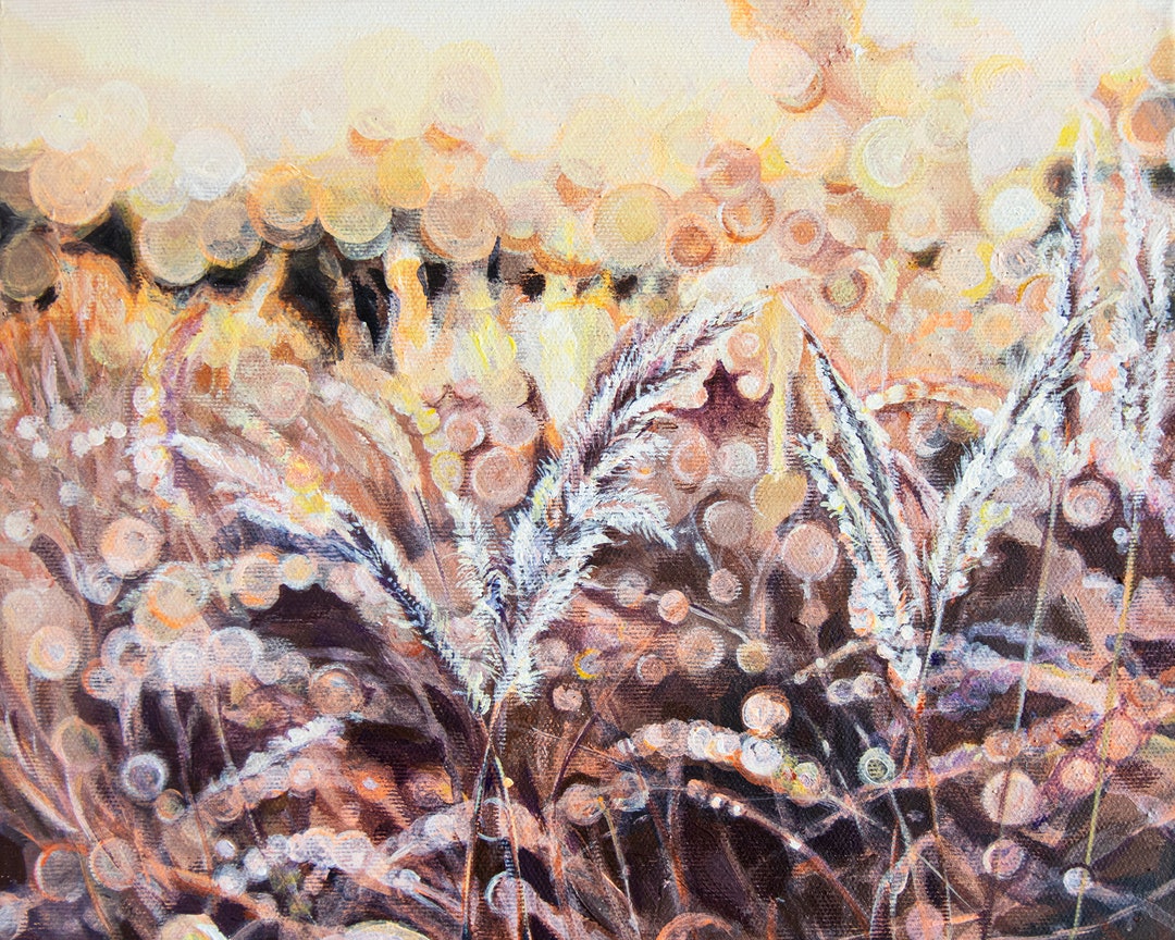 Sunset Field Warm Acrylic Painting on Canvas Pictures Colourful ...