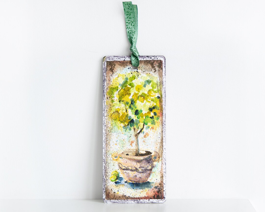 Hand Painted Bookmarks Lemon Tree Topiary Book Accessories Watercolour ...