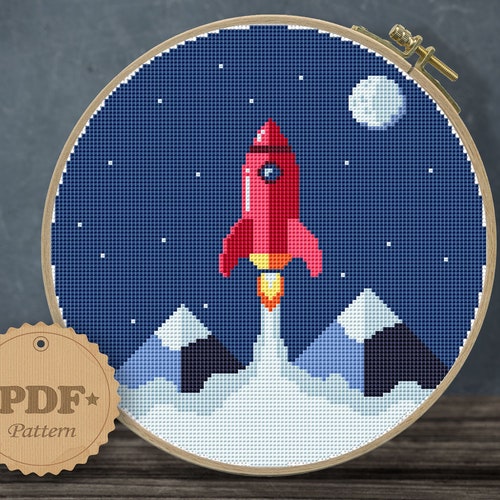 Space Cross Stitch Pattern PDF Rocket Cross Stitch Easy - Etsy