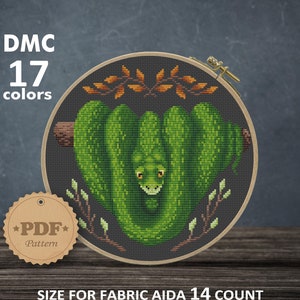 Green Snake Cross Stitch Pattern PDF, Green Tree Python Cross Stitch ...