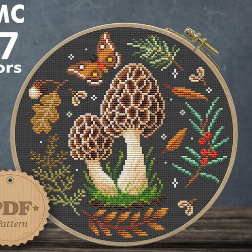 Morel Mushroom Cross Stitch Pattern Pdf Toadstool Mushroom - Etsy