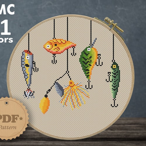 Fishing Cross Stitch Pattern PDF Fish Cross Stitch Pattern - Etsy