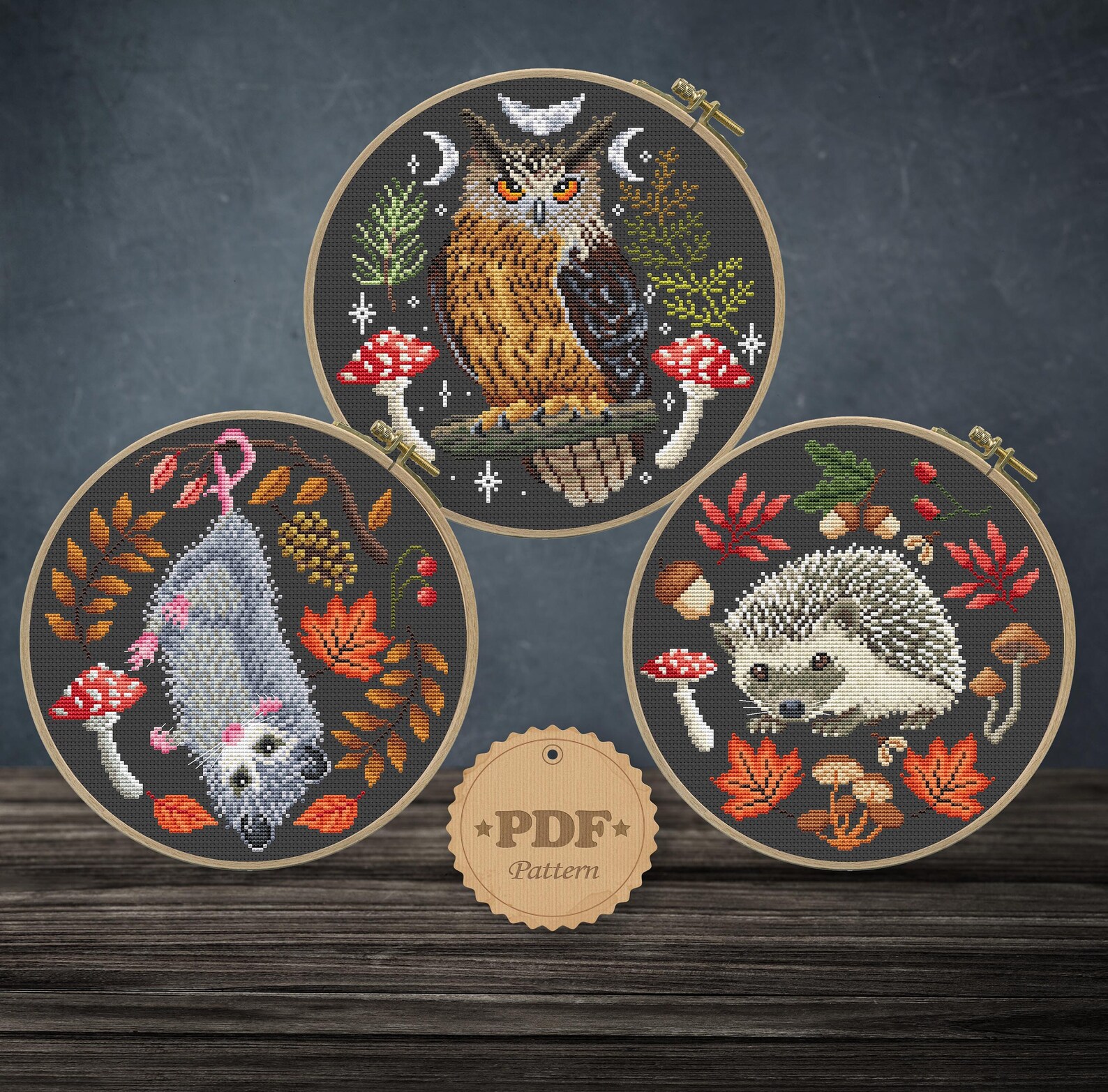 Autumn Forest Animals Cross Stitch Pattern PDF Owl Cross - Etsy