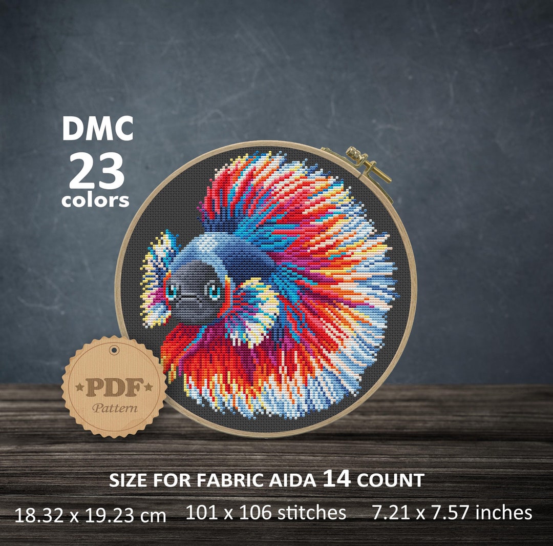 Betta Fish Cross Stitch Pattern, Siamese Fighting Fish (PDF Pattern) - Etsy