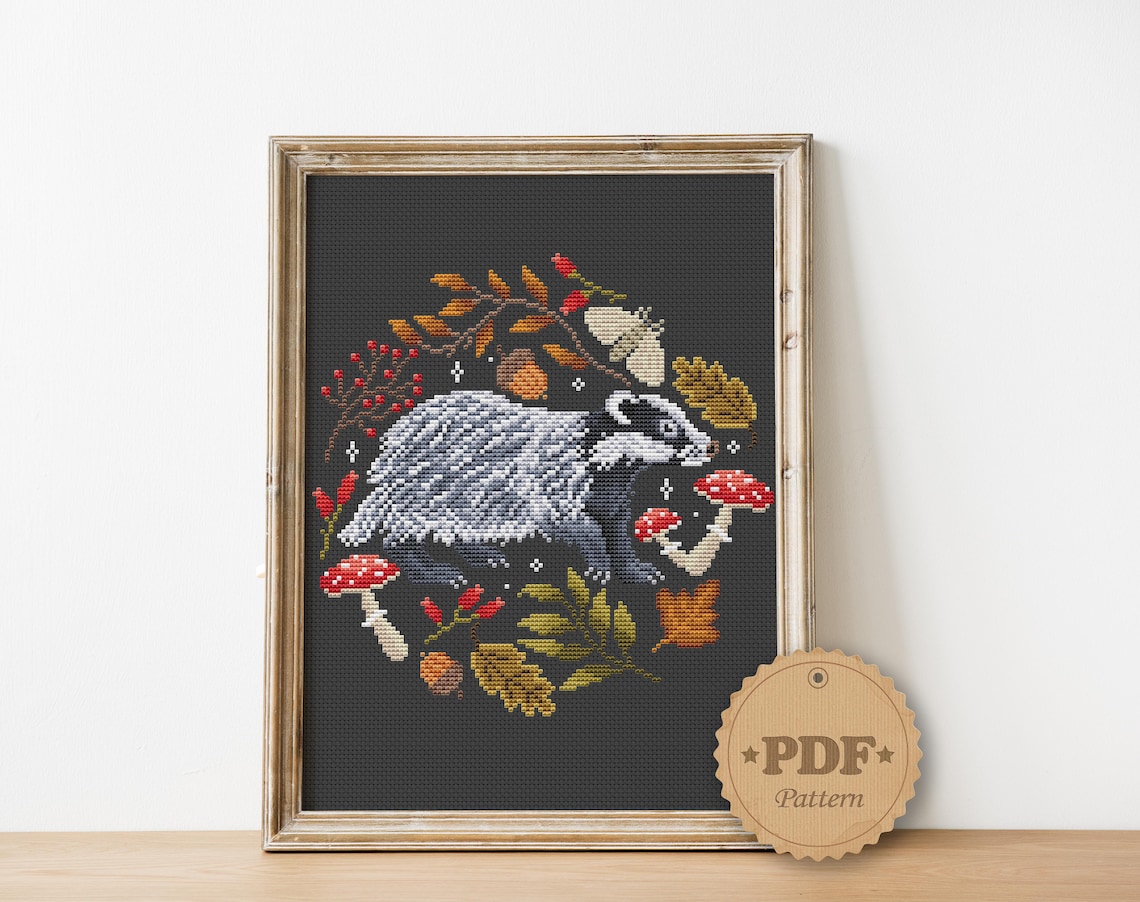 Badger Cross Stitch Pattern PDF Luna Moth Cross Stitch - Etsy