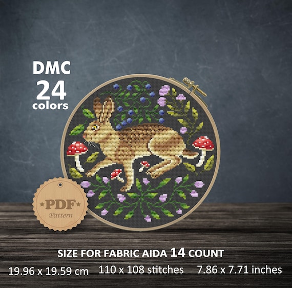 Hare Cross Stitch Pattern PDF Modern Cross Stitch Witchy - Etsy