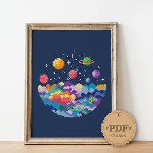 Planets Cross Stitch Pattern, Space Cross Stitch Pattern, Galaxy Cross ...