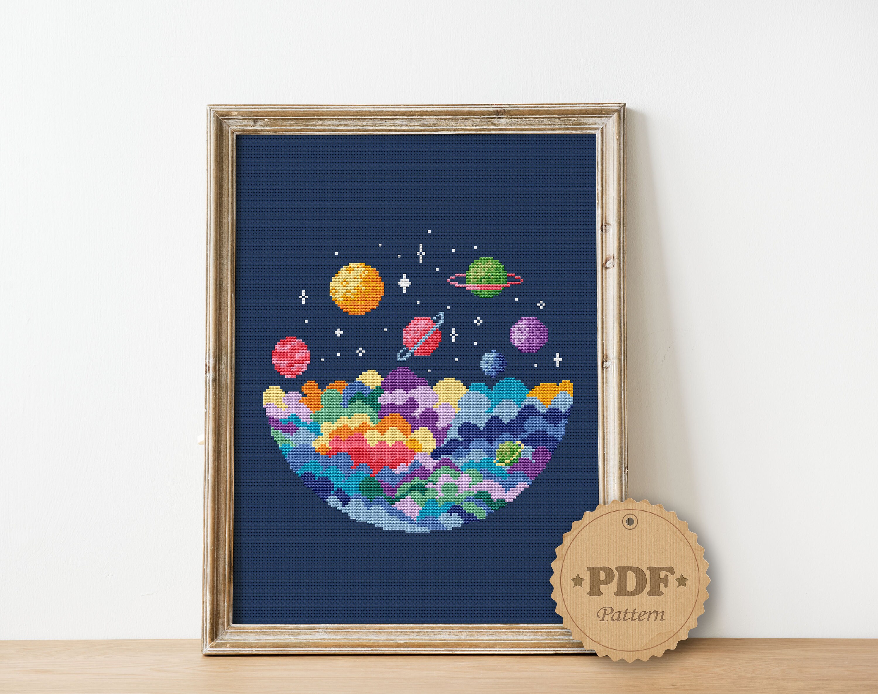 Planets Cross Stitch Pattern Space Cross Stitch Pattern - Etsy