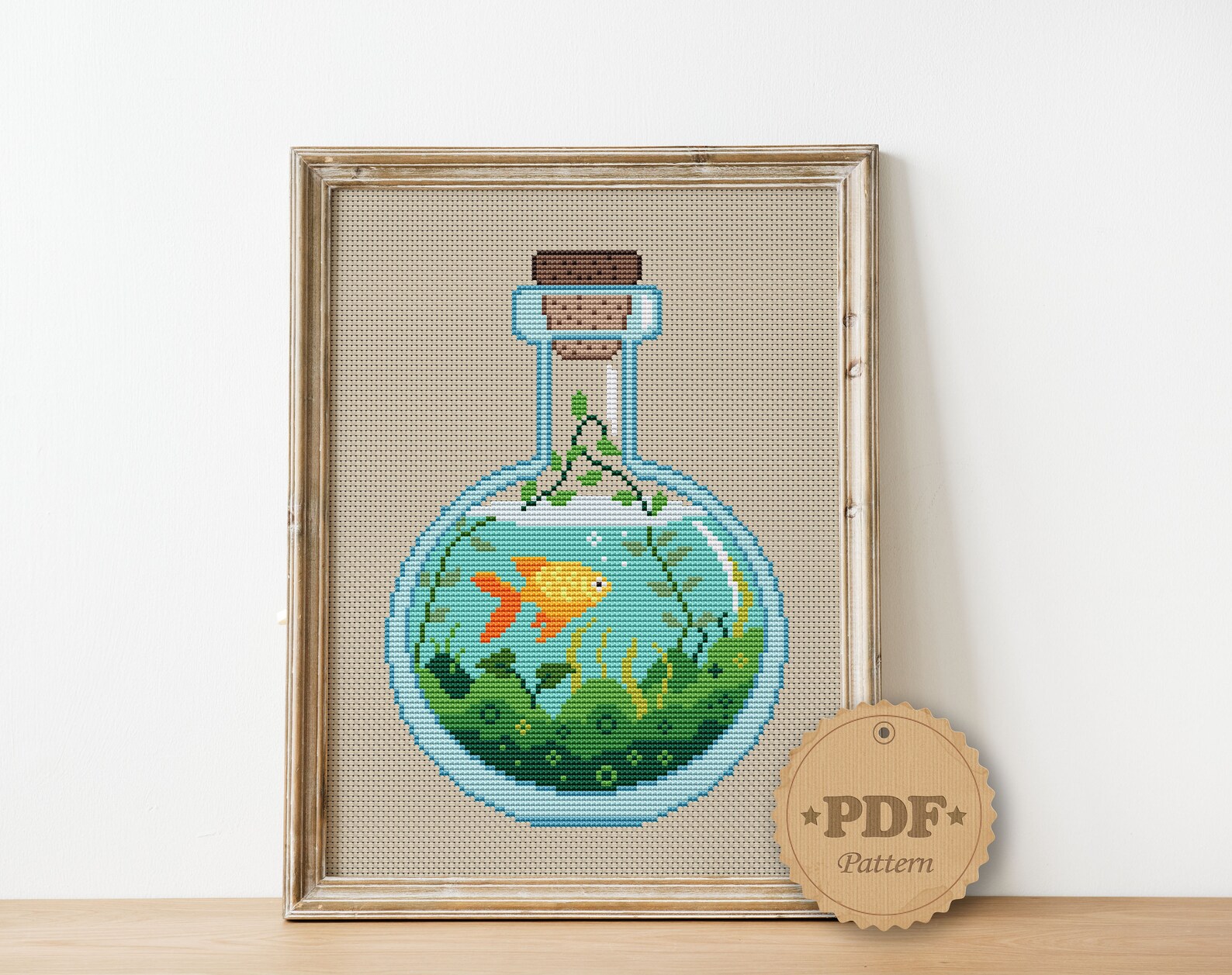 Aquarium Cross Stitch Pattern Modern Cross Stitch PDF Water - Etsy