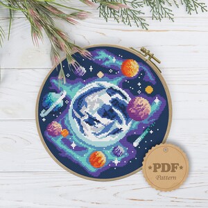 Galaxy Cross Stitch Pattern, Space Cross Stitch Pattern PDF, Planet ...