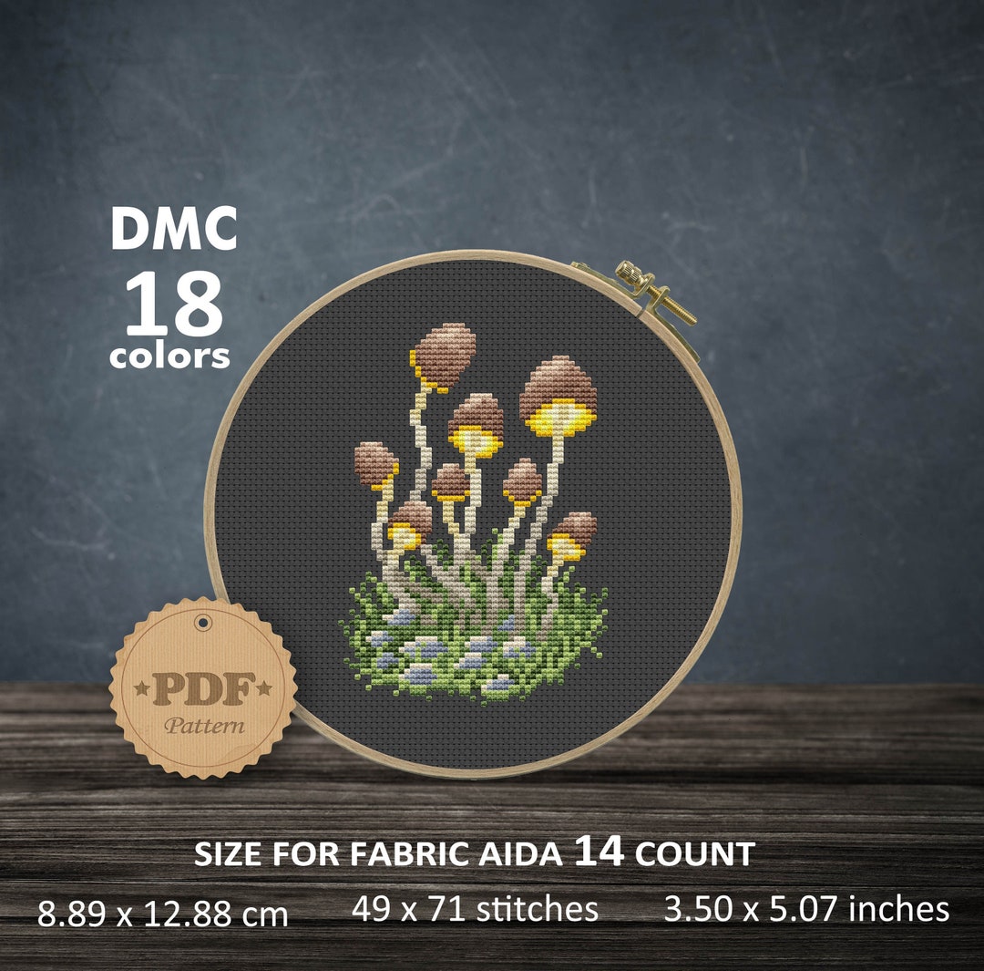 Luminous Toadstools Cross Stitch Pattern Pdf, Mushroom Cross Stitch ...