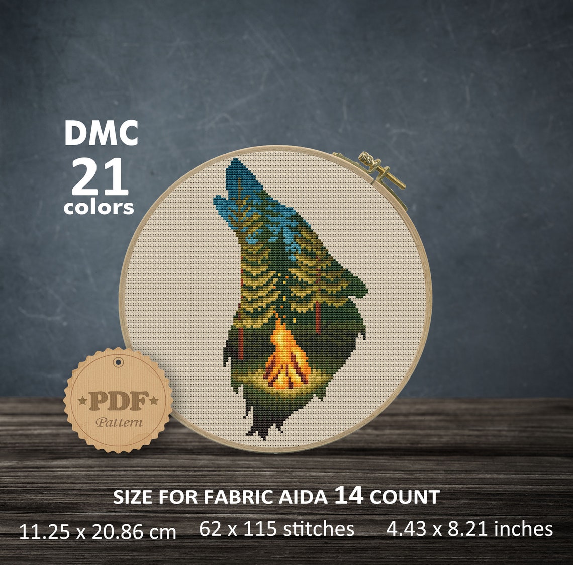 Wolf Cross Stitch Pattern PDF Modern Cross Stitch Pattern - Etsy