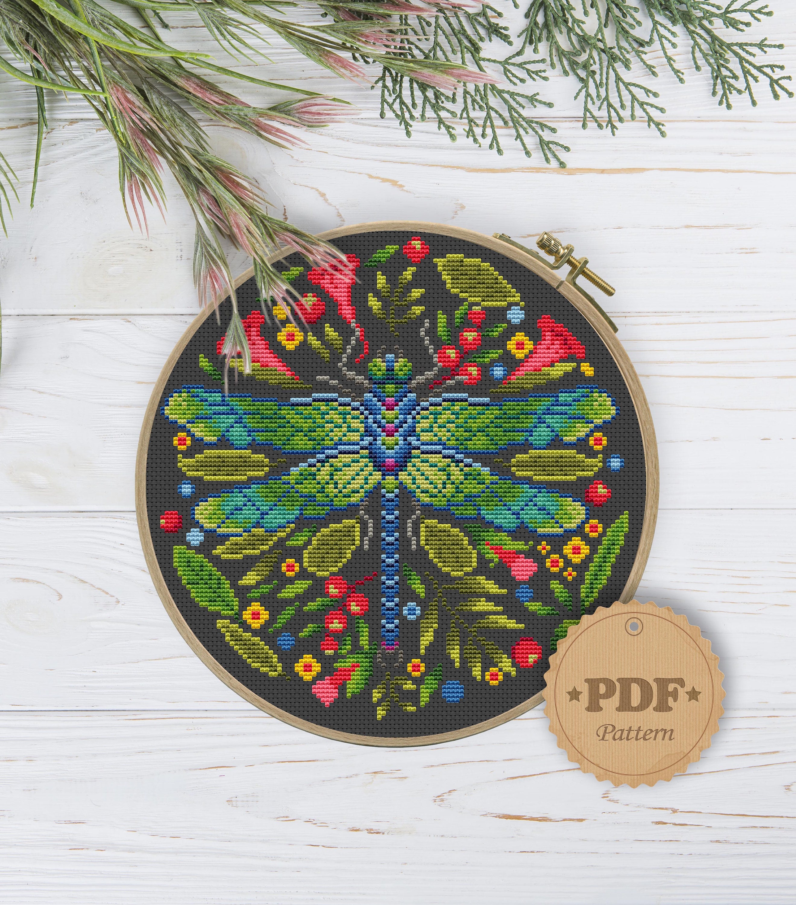 Dragonfly Cross Stitch Pattern Pdf Modern Cross Stitch - Etsy
