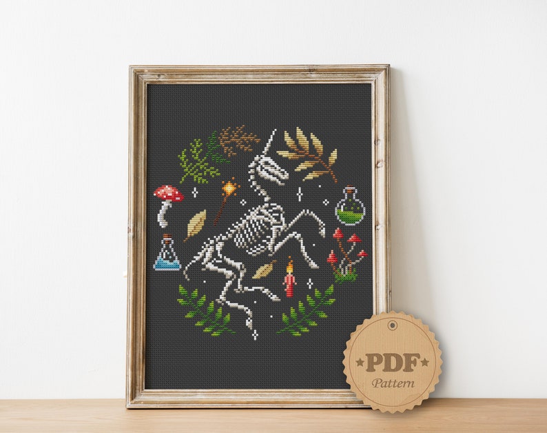 Unicorn Skeleton Cross Stitch Pattern Pdf Magic Cross Stitch - Etsy