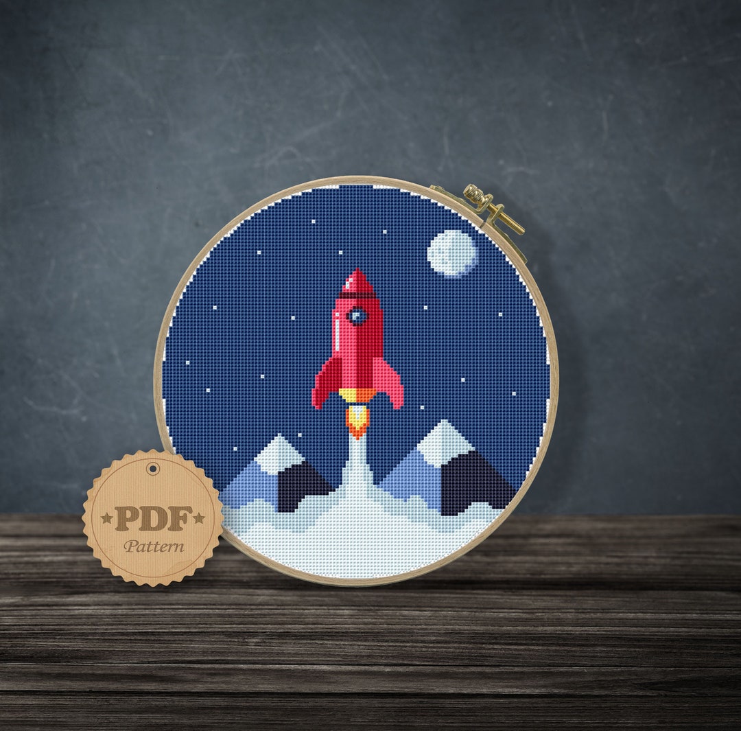 Space Cross Stitch Pattern PDF, Rocket Cross Stitch, Easy Cross Stitch ...