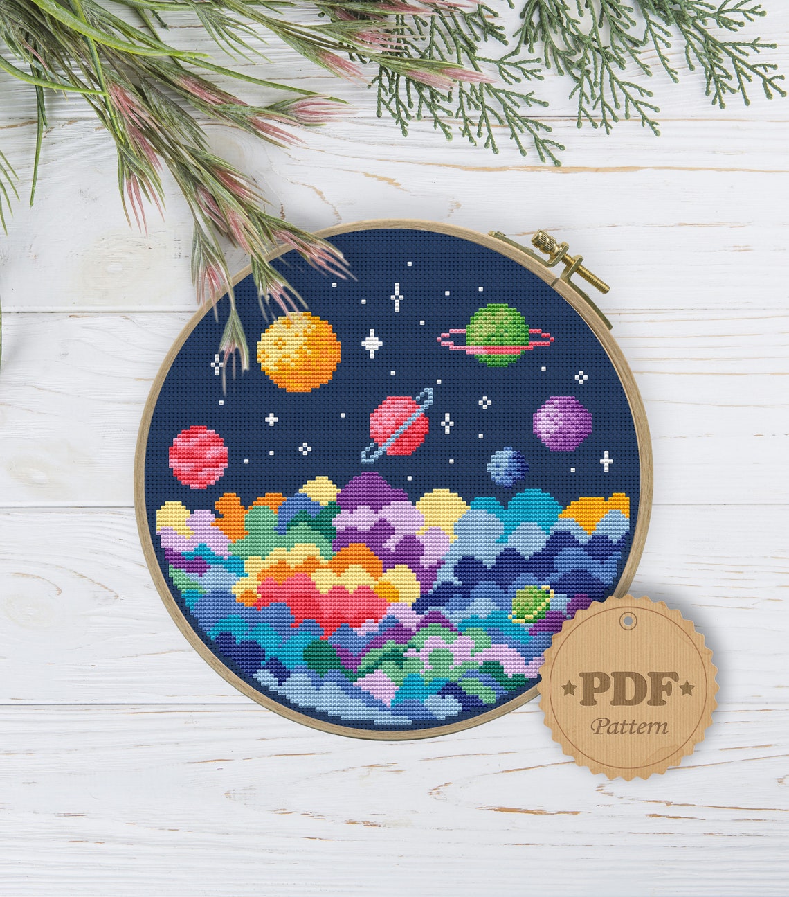 Planets Cross Stitch Pattern Space Cross Stitch Pattern - Etsy