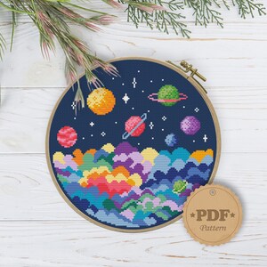 Planets Cross Stitch Pattern, Space Cross Stitch Pattern, Galaxy Cross ...