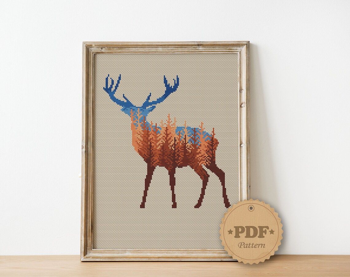 Forest Cross Stitch Pattern PDF Modern Cross Stitch Pattern - Etsy
