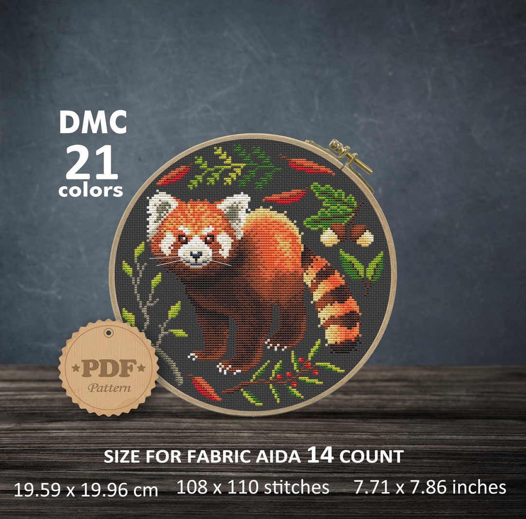 Red Panda Cross Stitch Pattern PDF, Modern Cross Stitch, Panda Cross ...