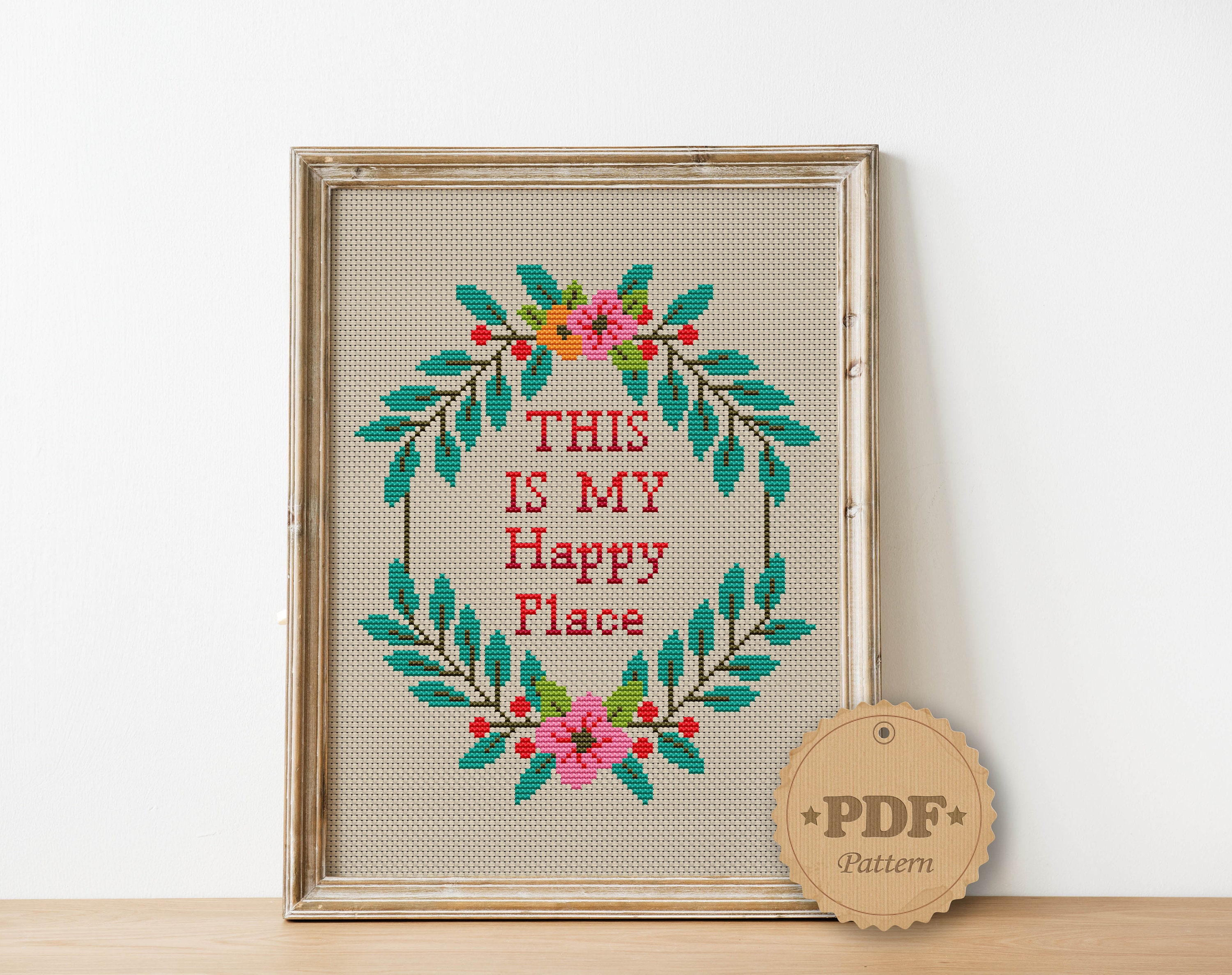 This is my happy place modern cross stitch pattern PDF | Etsy