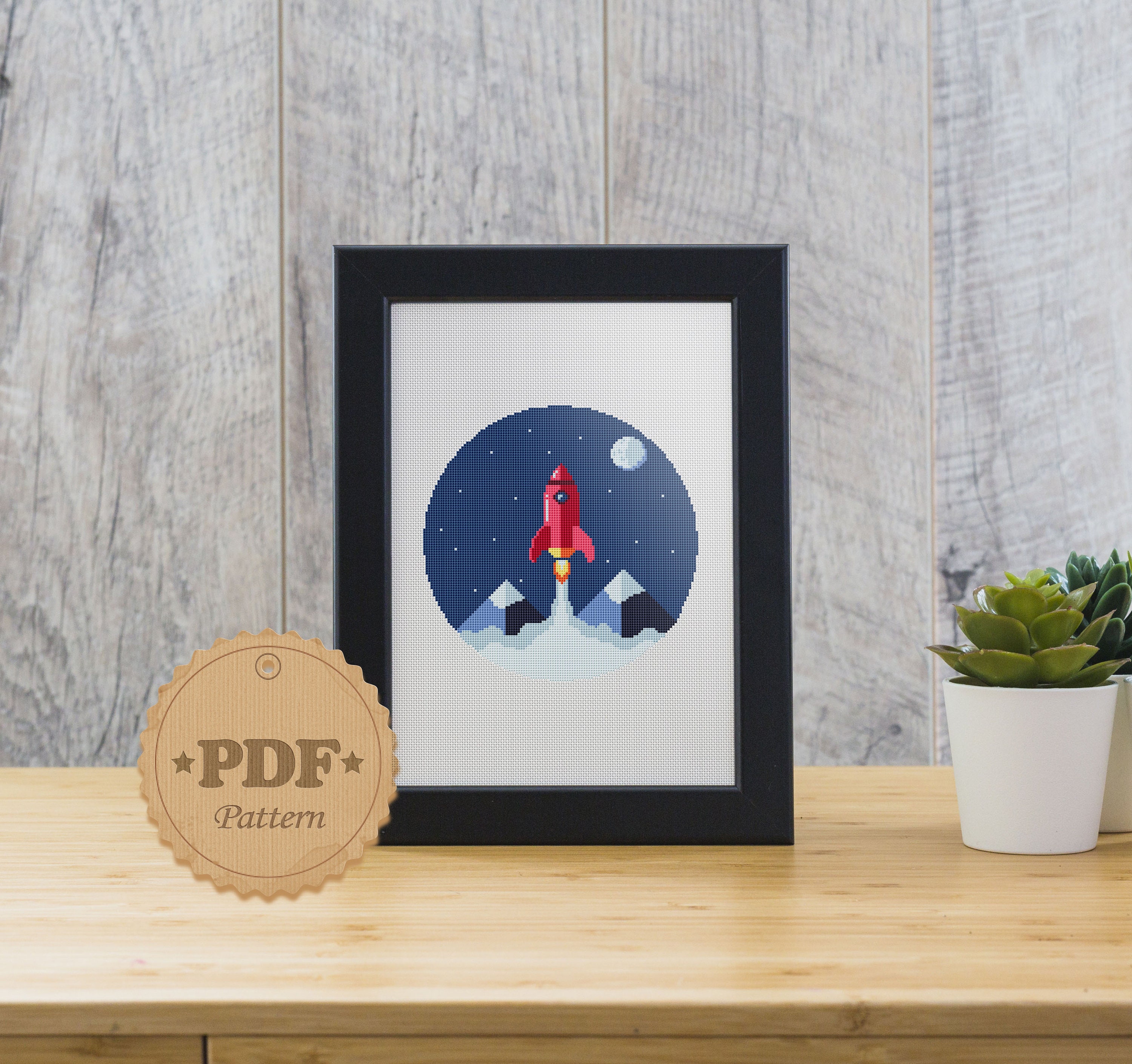 Space Cross Stitch Pattern PDF Rocket Cross Stitch Easy | Etsy