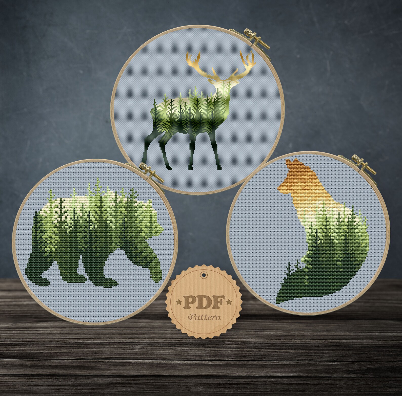 Forest Animals Cross Stitch Pattern PDF Modern Cross Stitch | Etsy
