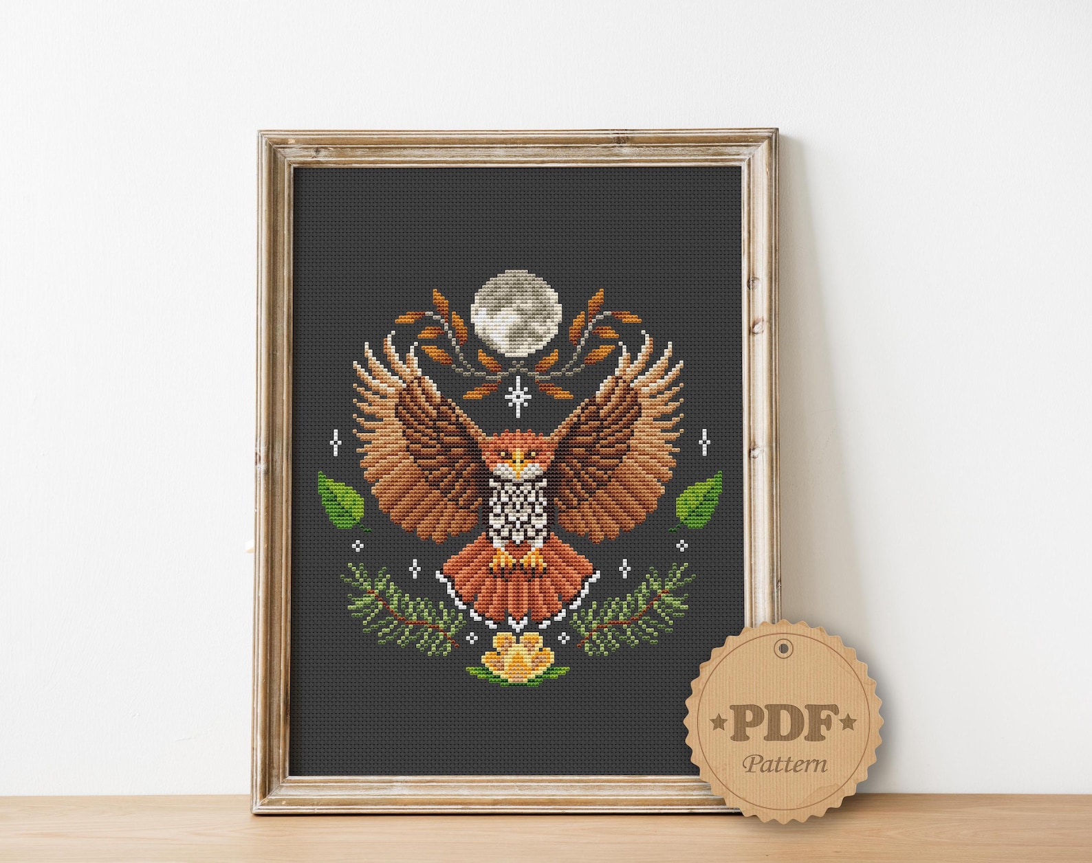 Red-tailed Hawk Cross Stitch Pattern: Modern Cottagecore Bird (PDF ...