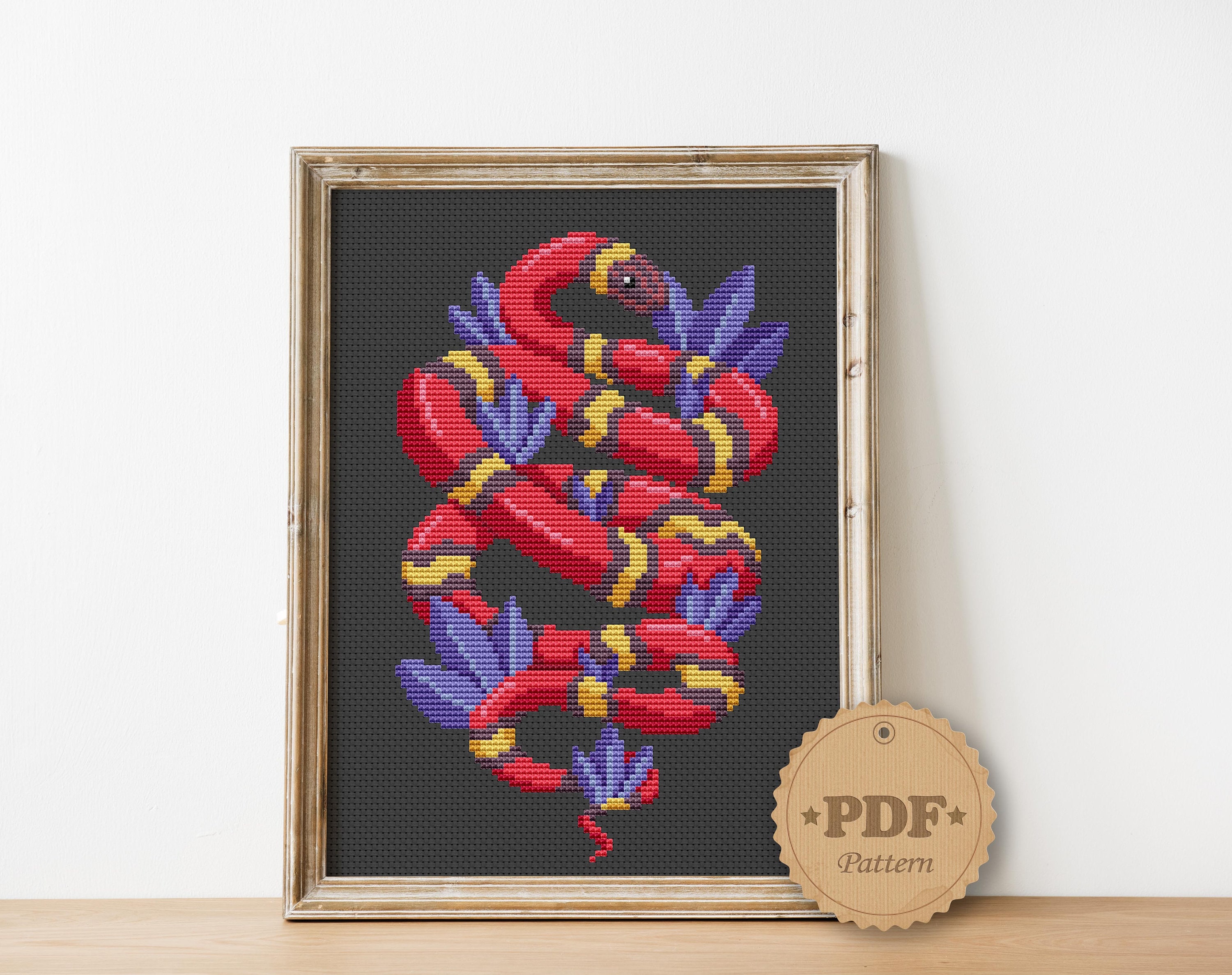Snake Cross Stitch Pattern PDF Milk Snake Embroidery Modern - Etsy