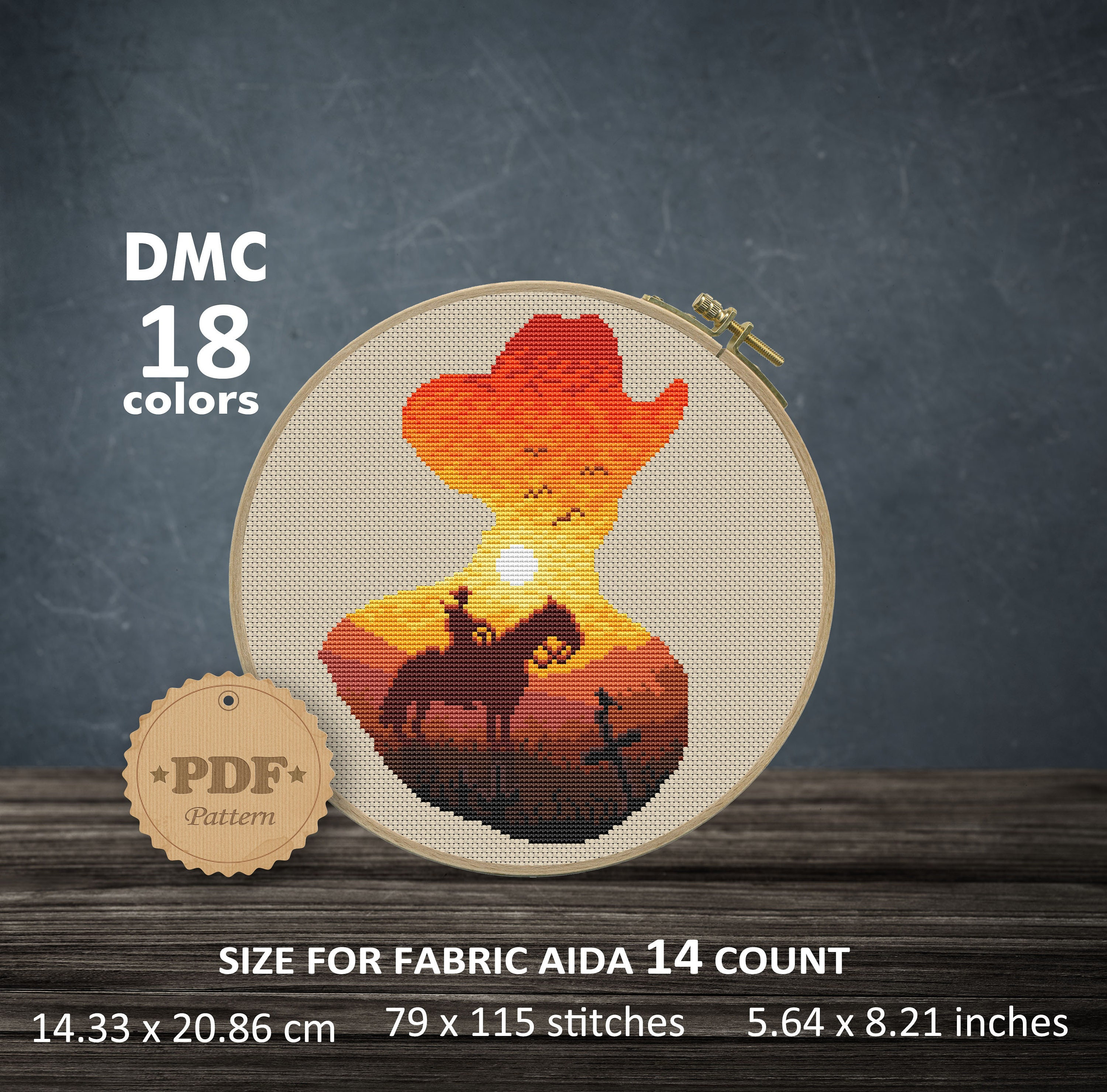 Cowboy Silhouette Cross Stitch Pattern Modern Cross Stitch - Etsy