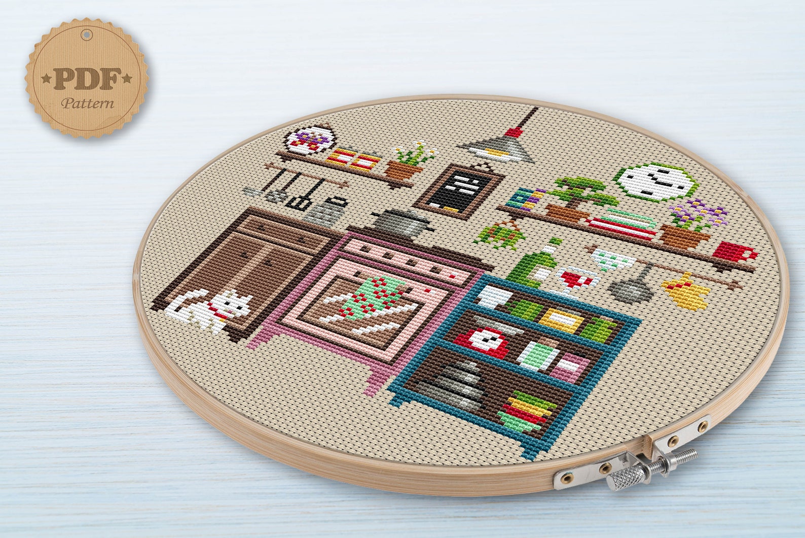 Kitchen Cross Stitch Pattern Pdf Cozy Kitchen Cross Stitch - Etsy