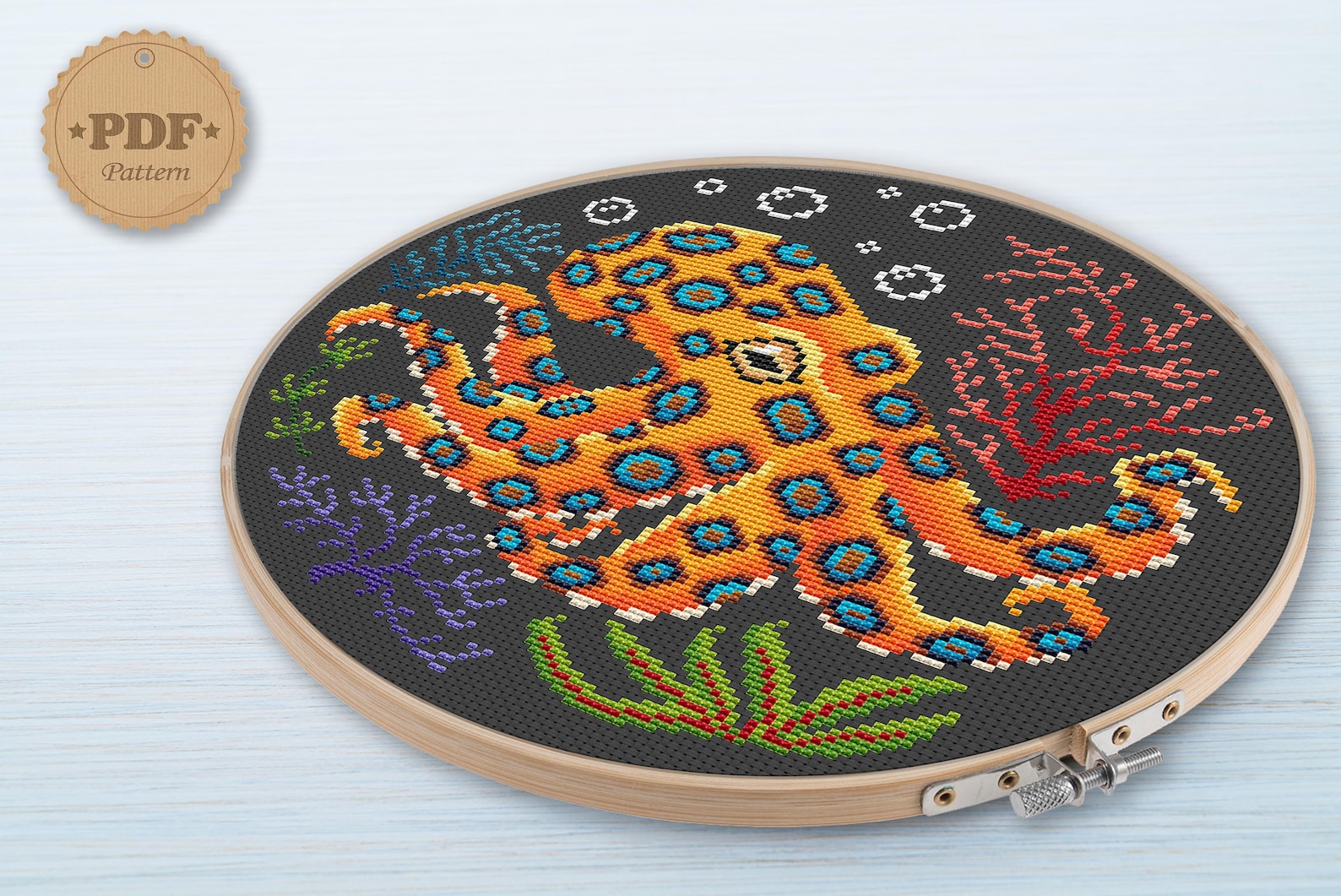 Octopus Cross Stitch Pattern PDF Modern Cross Stitch PDF Sea - Etsy