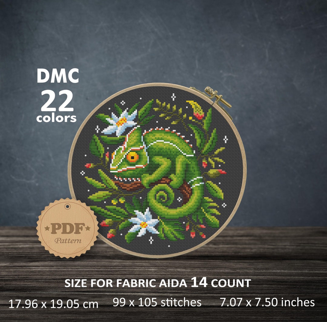 Chameleon Cross Stitch Pattern PDF, Modern Cross Stitch, Cute Chameleon ...