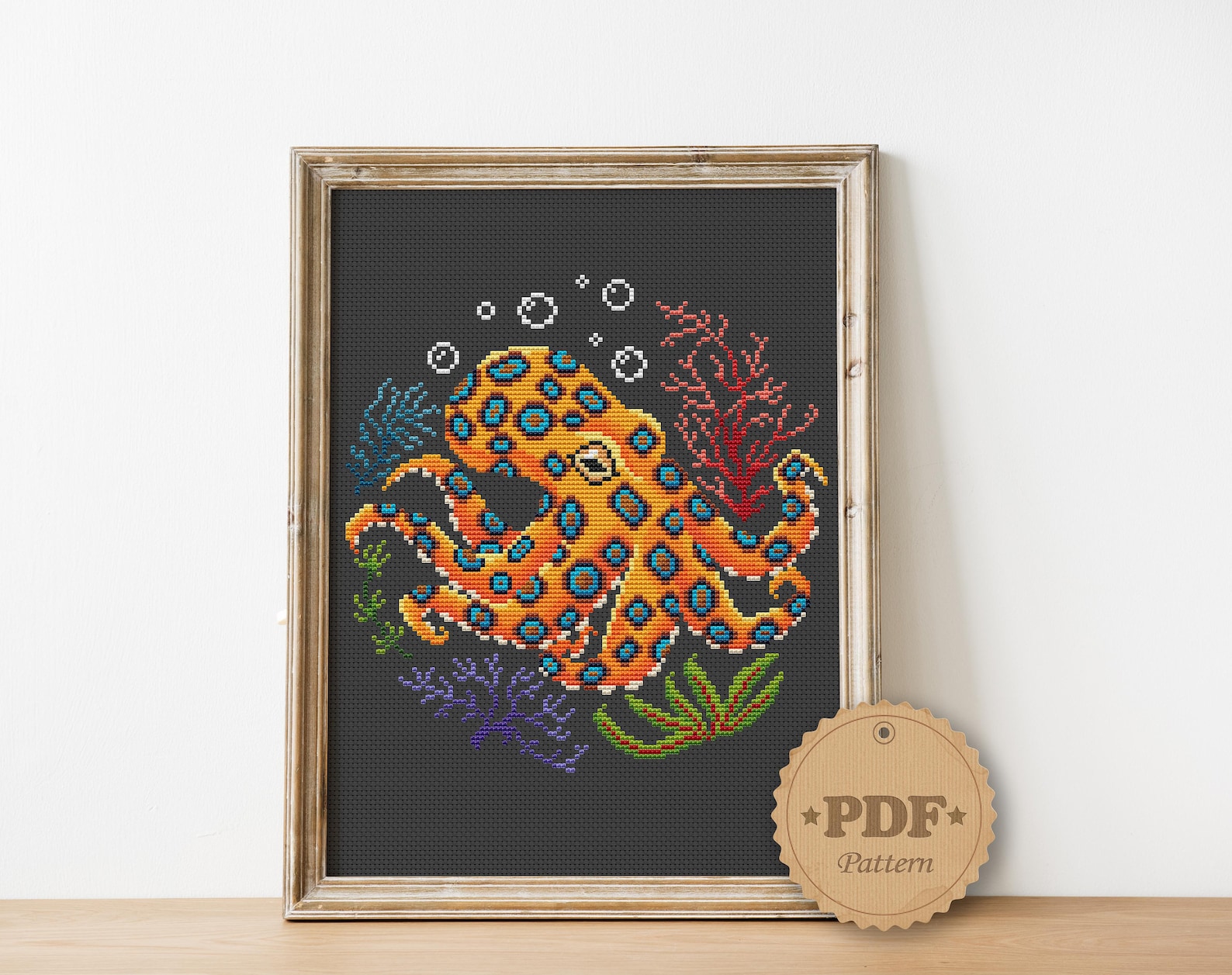 Octopus Cross Stitch Pattern PDF Modern Cross Stitch PDF Sea - Etsy