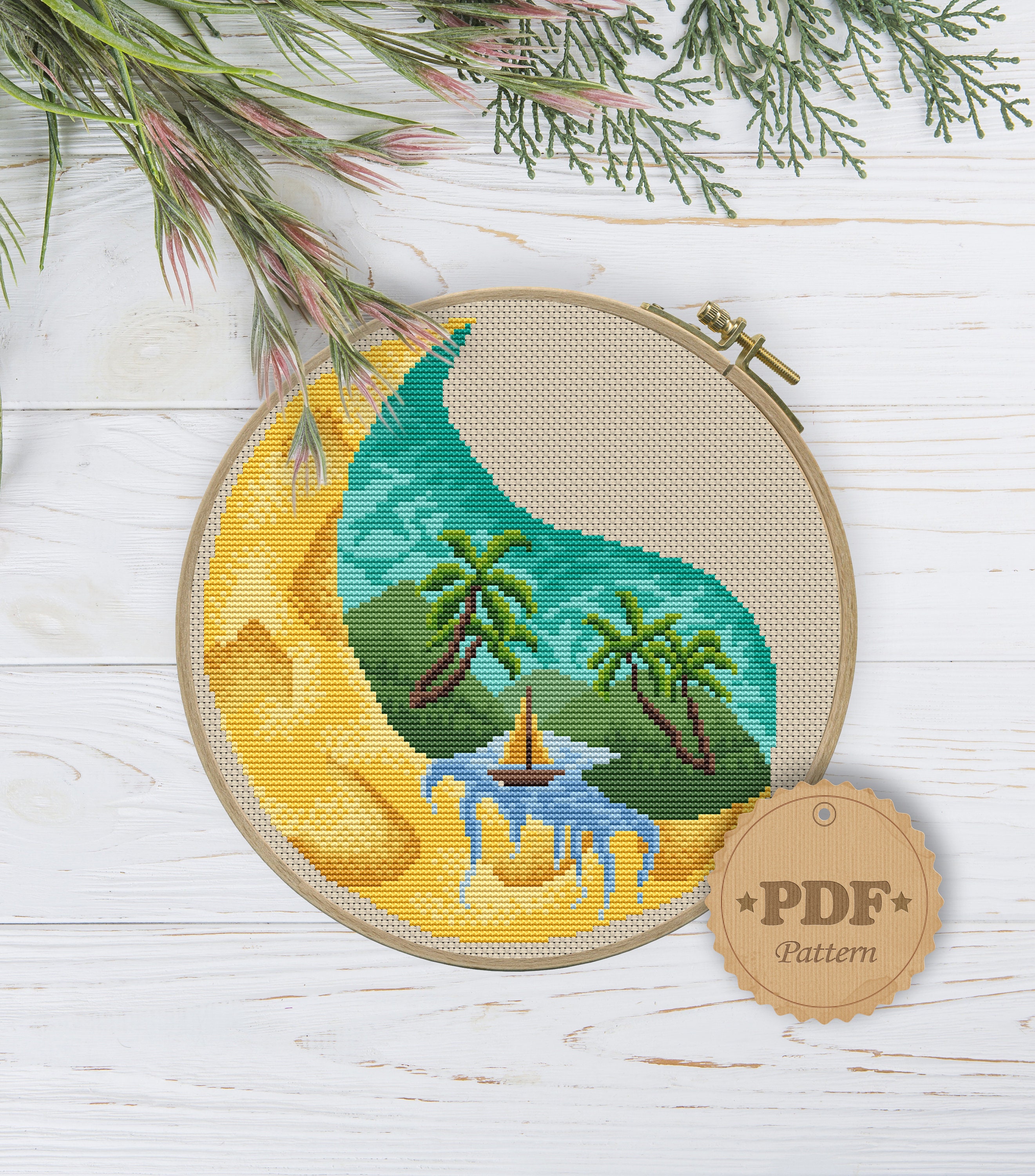 Beach Cross Stitch Pattern Pdf Modern Cross Stitch Pattern | Etsy